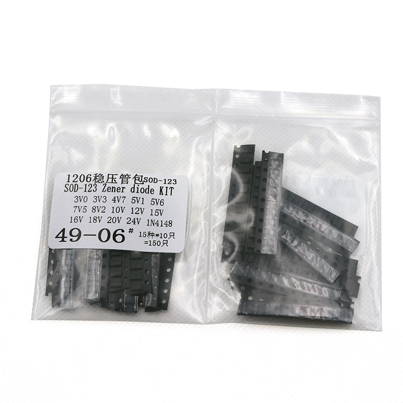 SOD 123 1206 0.5W Zener diode SMD package 15 values * 10 pcs =150pcs ...