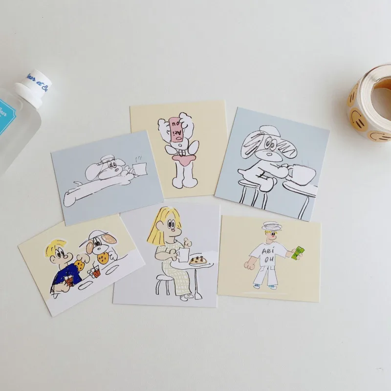 Korean-Ins-Cartoon-Cute-Dog-Mini-Postcard-Photo-Props-Bookmark-Diy ...