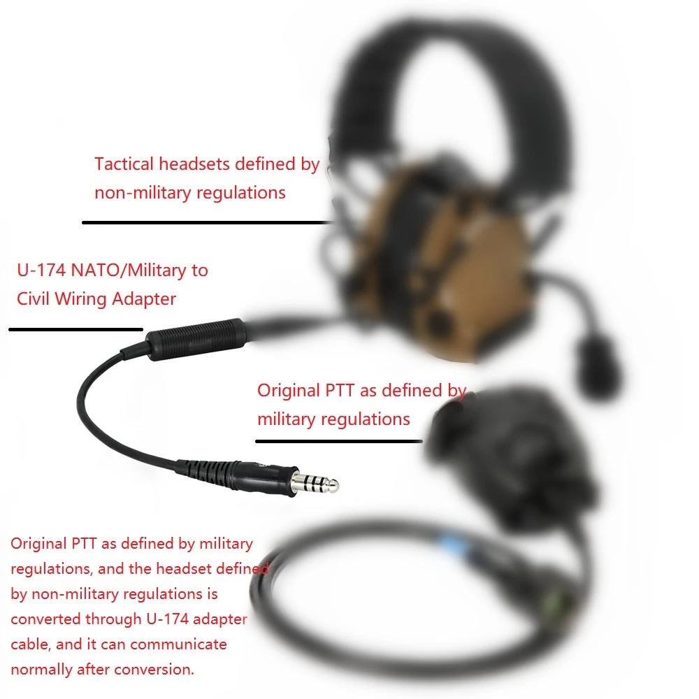 Tactical Headset | Adapter Cable | Intercom Accessories - U-174 Nato ...