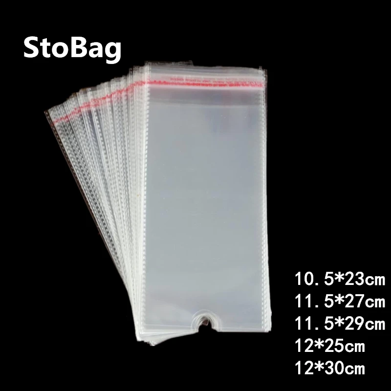 Stobag 100pcs Clear Self Adhesive Sock Packing Bags Opp Plastic Socks ...