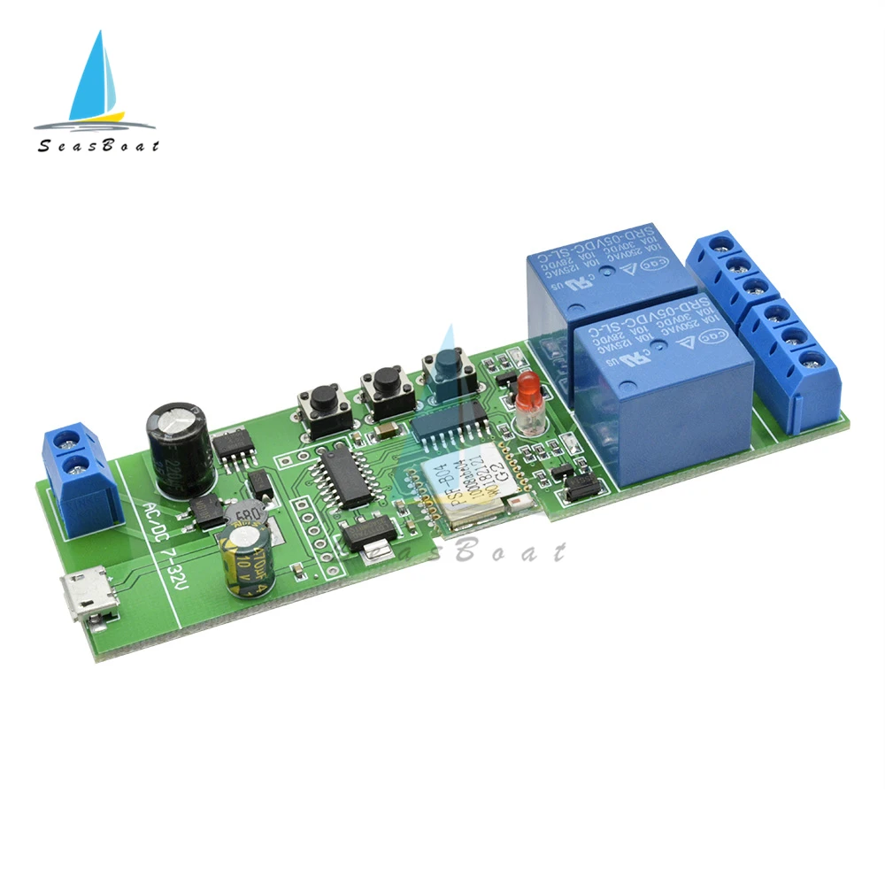 DC-7-32V-Self-Locking-Wifi-Smart-Switch-2-Channel-Relay-Module-Wireless ...
