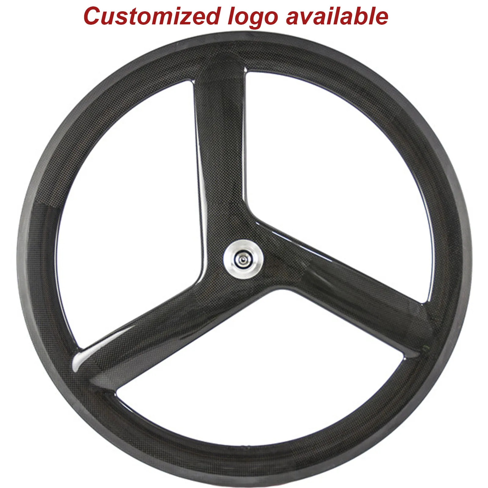 700C 56mm Tri Spoke Carbon Wheelset Clincher Fixed Gear Wheels 3 Spoke ...