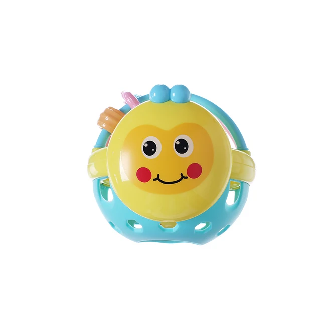 Baby Rattle Toys Bee Cartoon Ball Hand Knocking Toys Dumbbell Early ...