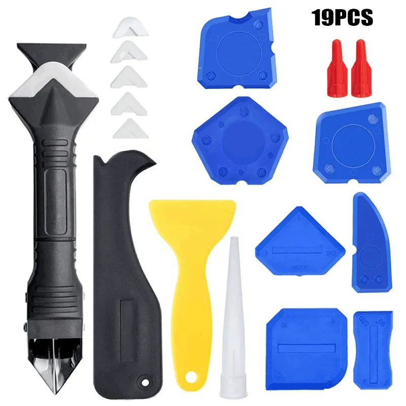 19Pcs/set Silicone Sealant Remover Tool Set Caulking Finisher Sealant Smooth Scraper Removal ...