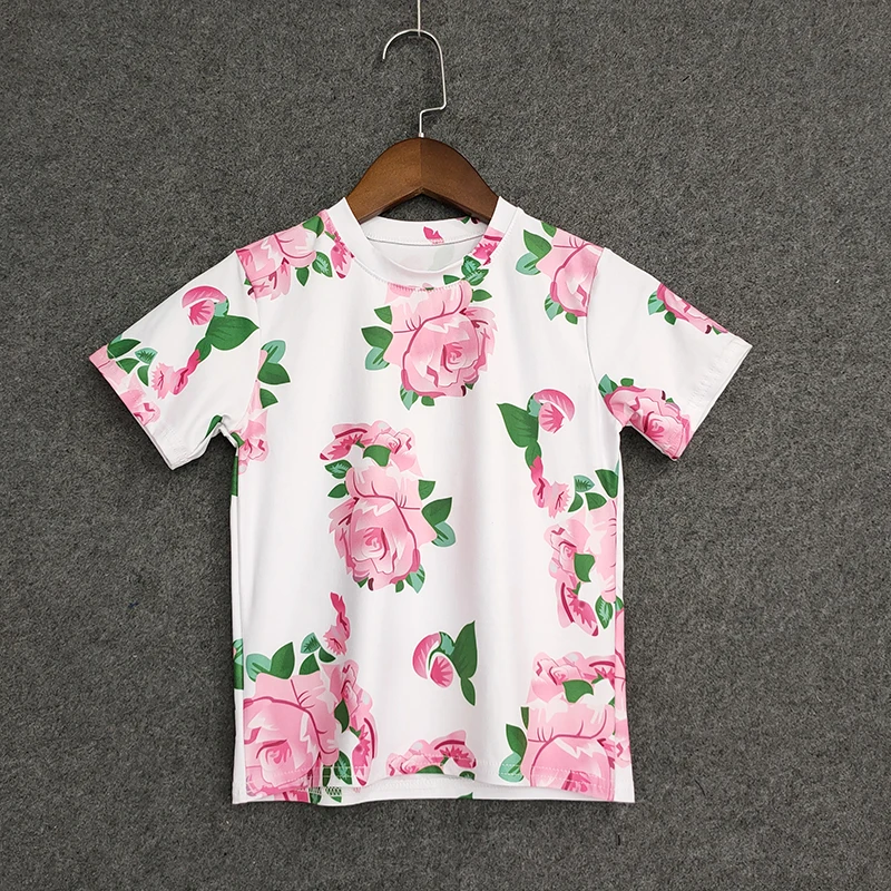 Sweet Girls Big Flower T Shirt Summer Kids Tops Tees Cute Printing