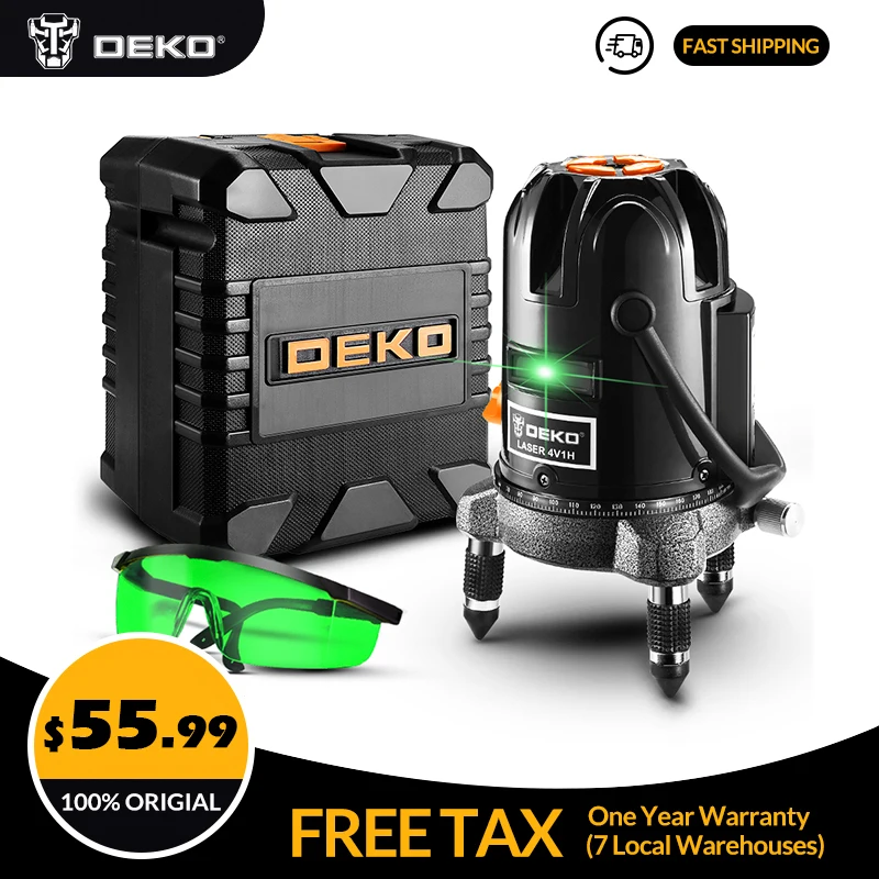 DEKO Nivel láser LL58GA, herramienta de nivelación de alta precisión, luz intensa, 360 grados ...