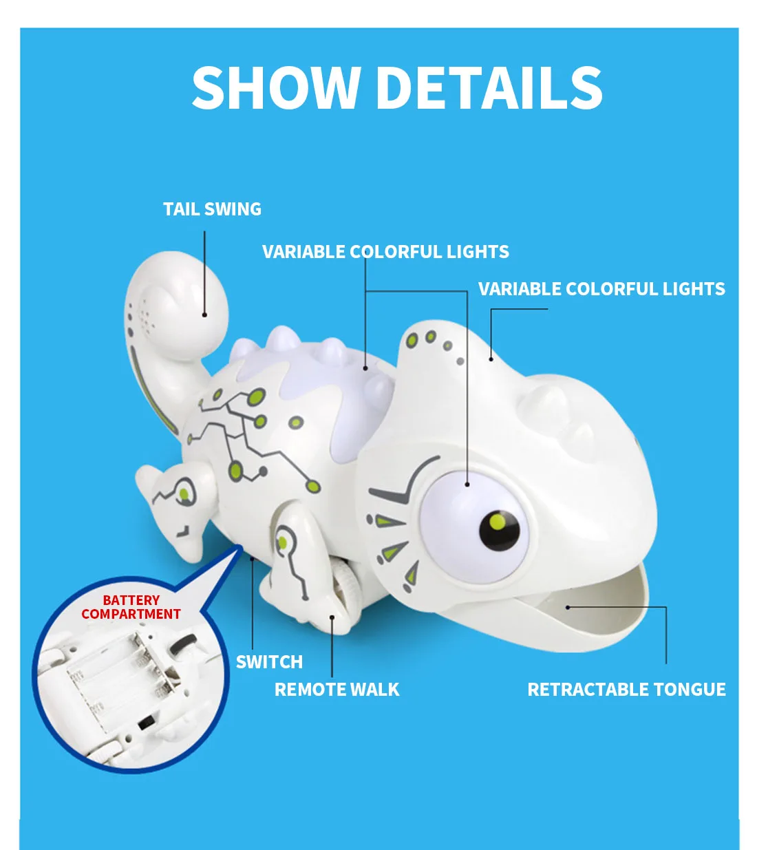 US$ 10.38 ~ US$ 11.53 - Feichao RC Chameleon Lizard Pet 2.4G Smart ...