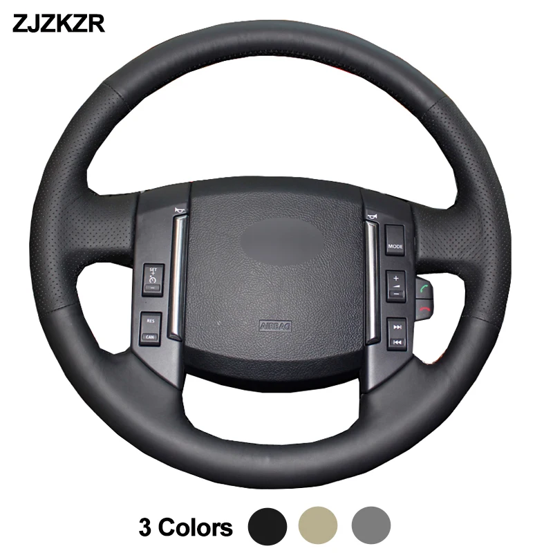 Car-Steering-Wheel-Cover-Wrap-Black-Beige-Gray-Hand-Sewing-For-Land ...