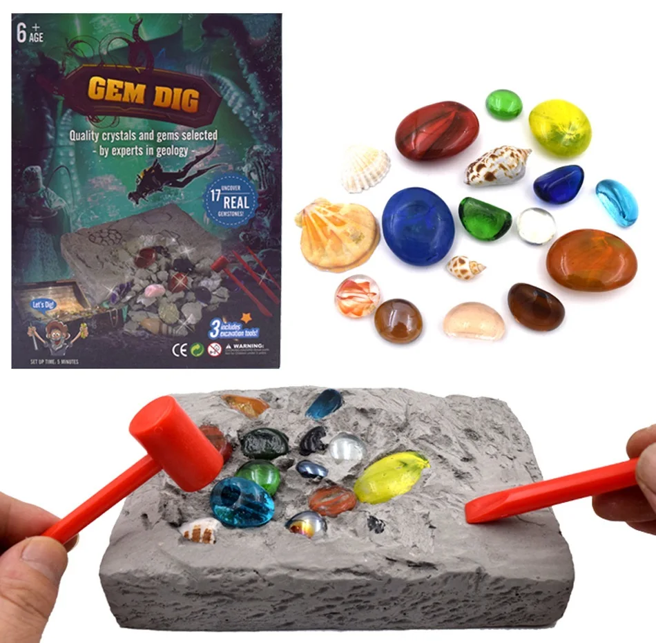 Crystal Digging Kit 12 Real Gem Excavation Kit Mineral Excavation Toys ...
