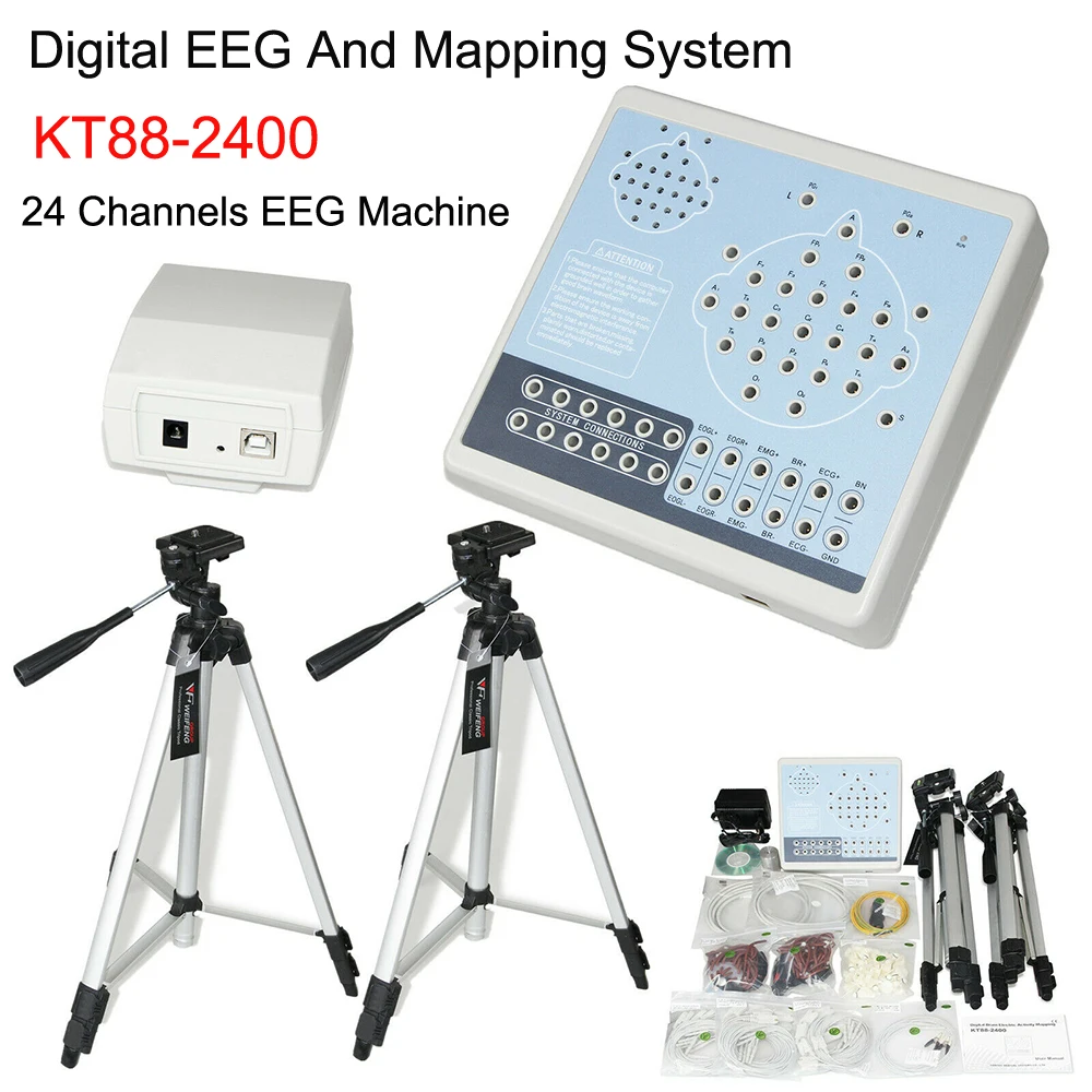 CONTEC escáner de mapeo de cerebro EEG Digital portátil, KT88 2400, 24 ...