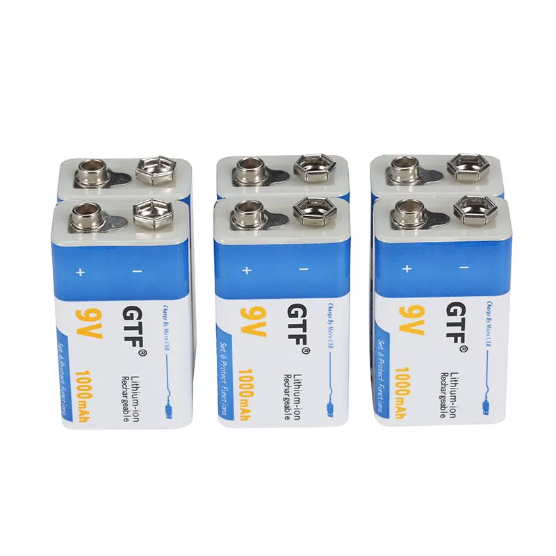 9V USB 충전식 배터리 1000mAh 6F22 Li po 배터리, 멀티미터 마이크 장난감 원격 제어 KTV 사용 마이크로 ...
