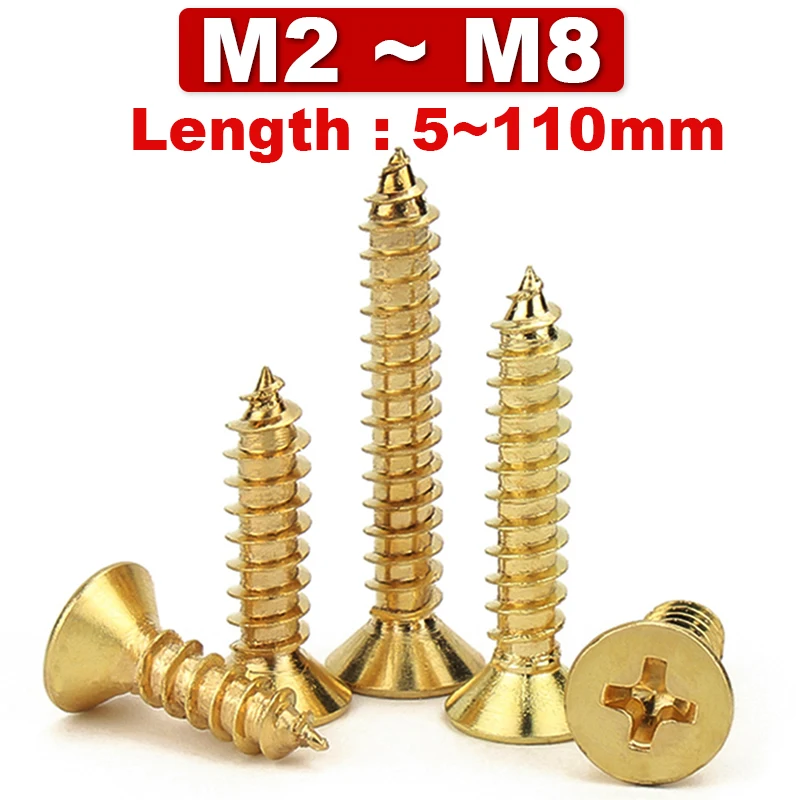 M2M2-5M3-M8-Brass-Countersunk-Head-Phillips-Flat-Self-tapping-Screw ...