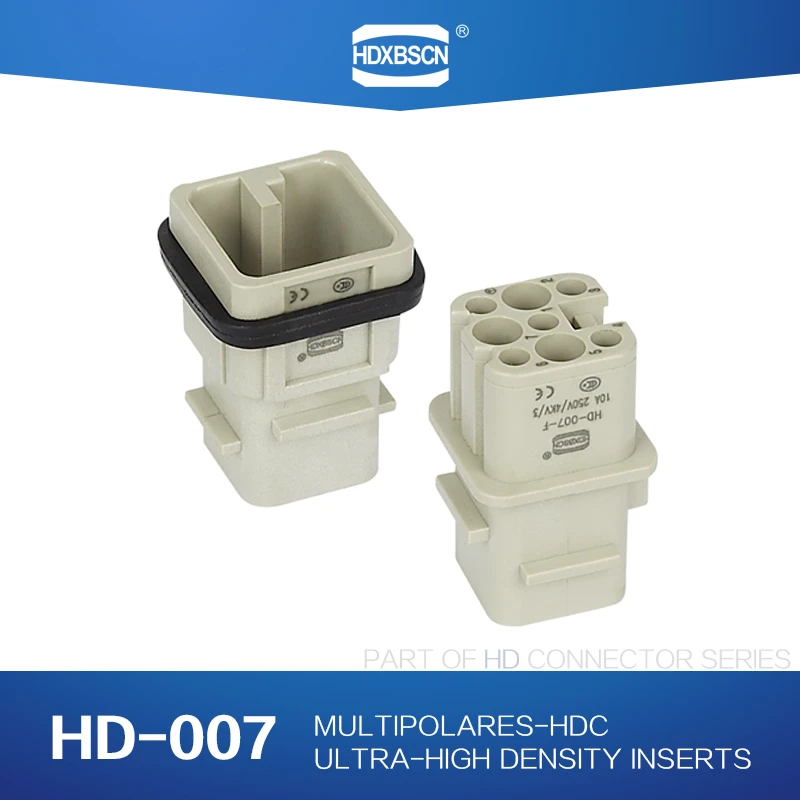 HDXBSCN Industrial rectangular heavy duty connector HDC HD 007 core 10A ...