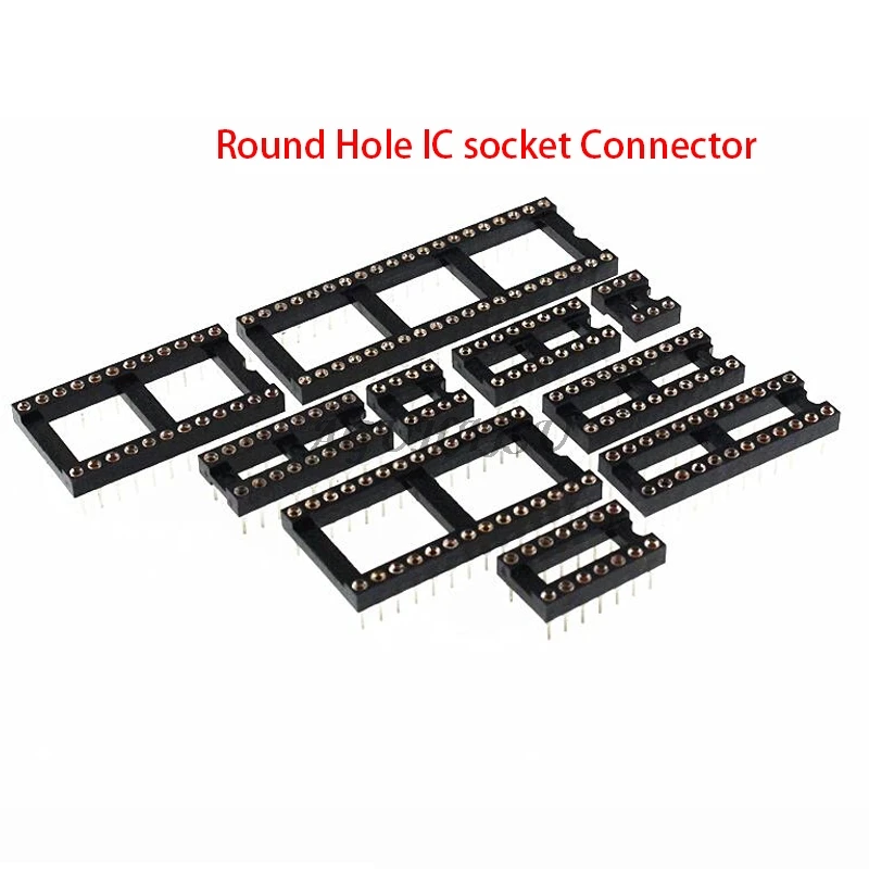 10PCS Round Hole IC socket Connector DIP 6 8 14 16 18 20 24 28 40 pin ...