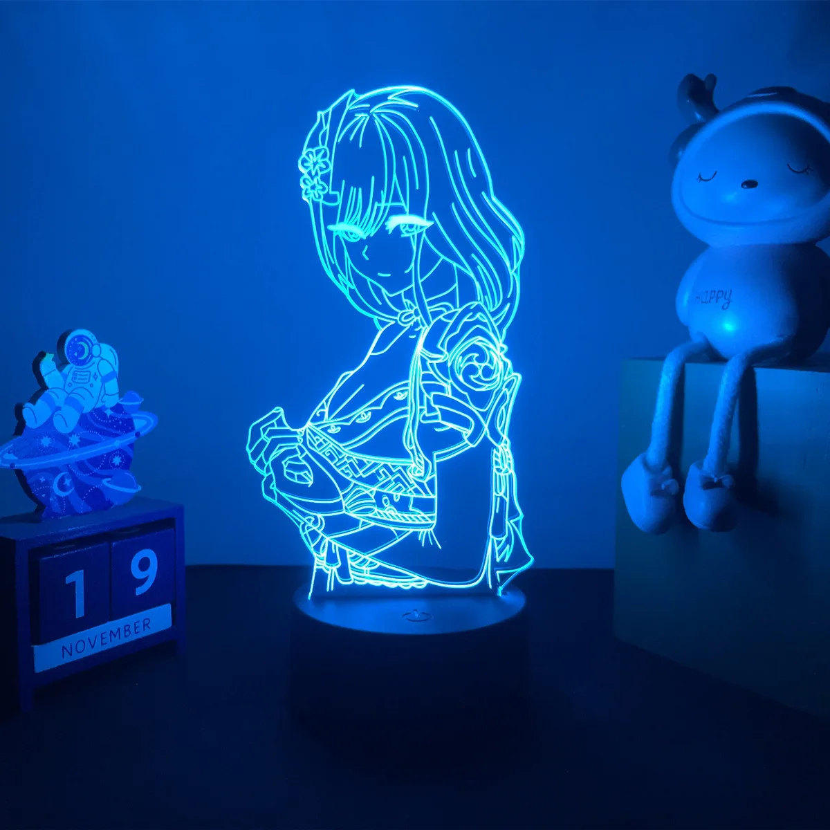 16 Color Night Light Genshin Impact Figure Raiden Shogun Baal Thoma ...