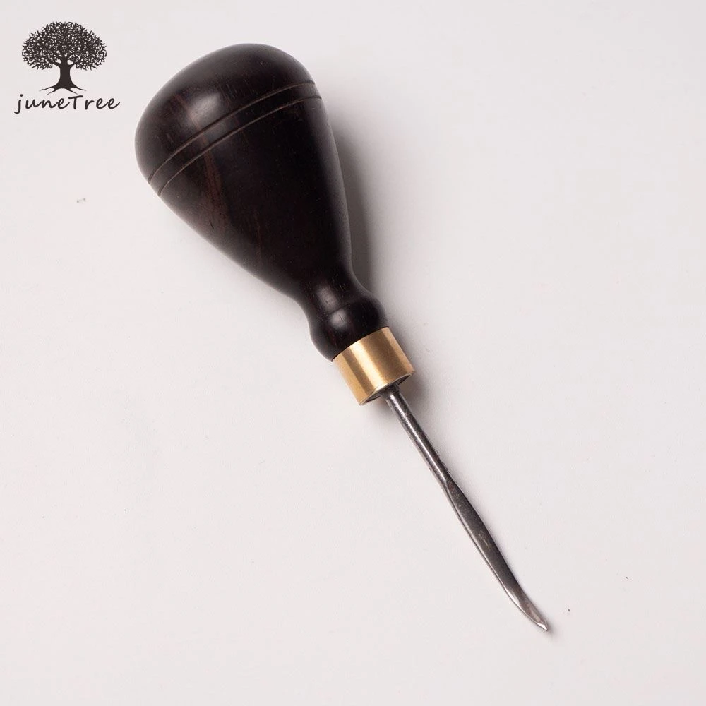 Junetree Stitching Curved Awl Diy Wood Handle Drillable Awl Round Solid ...