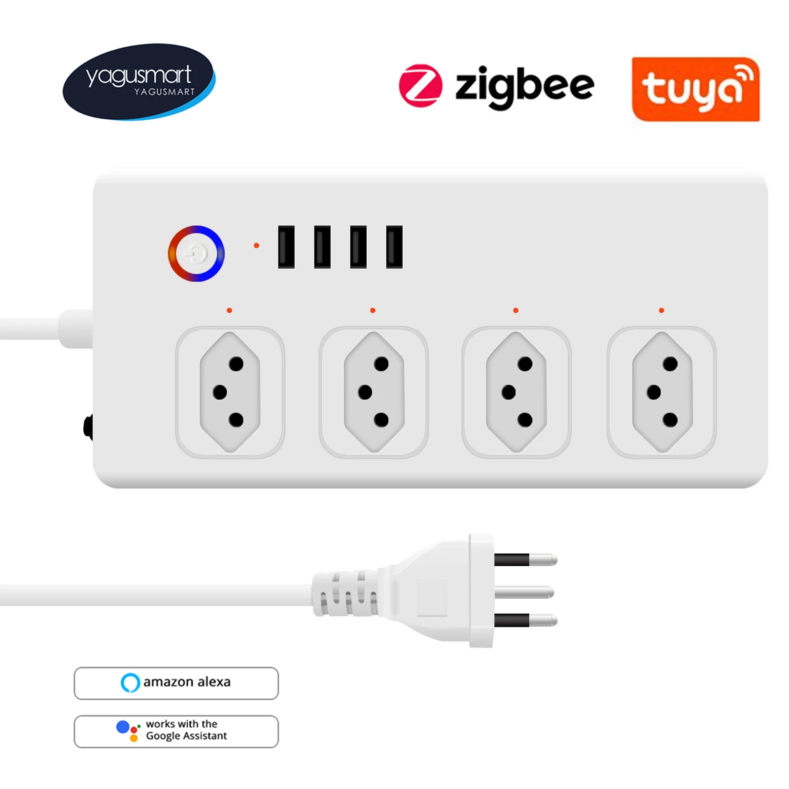 Yagusmart-tuya-zigbee-brasil-inteligente-tomada-tira-de-energia-10a ...