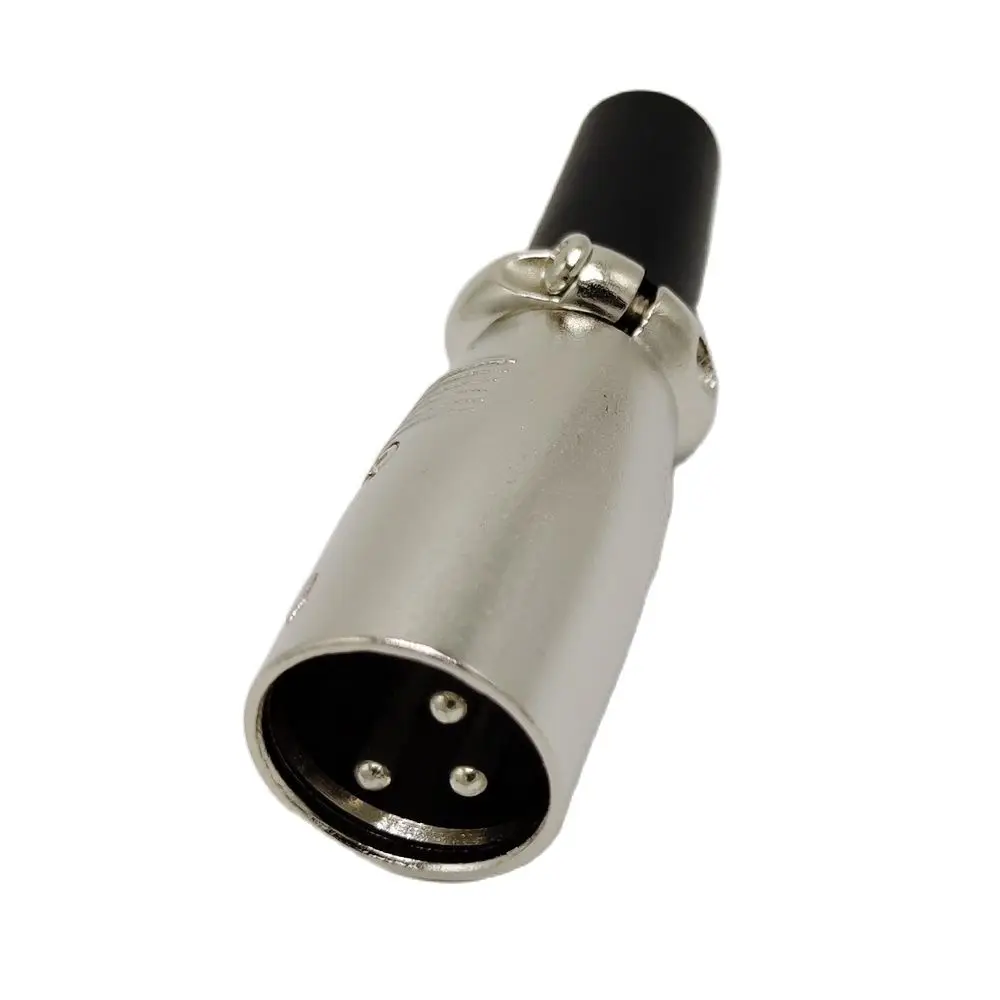 3Pin XLR Male Connector Silver Microphone Plug Connector MIC Adapter ...