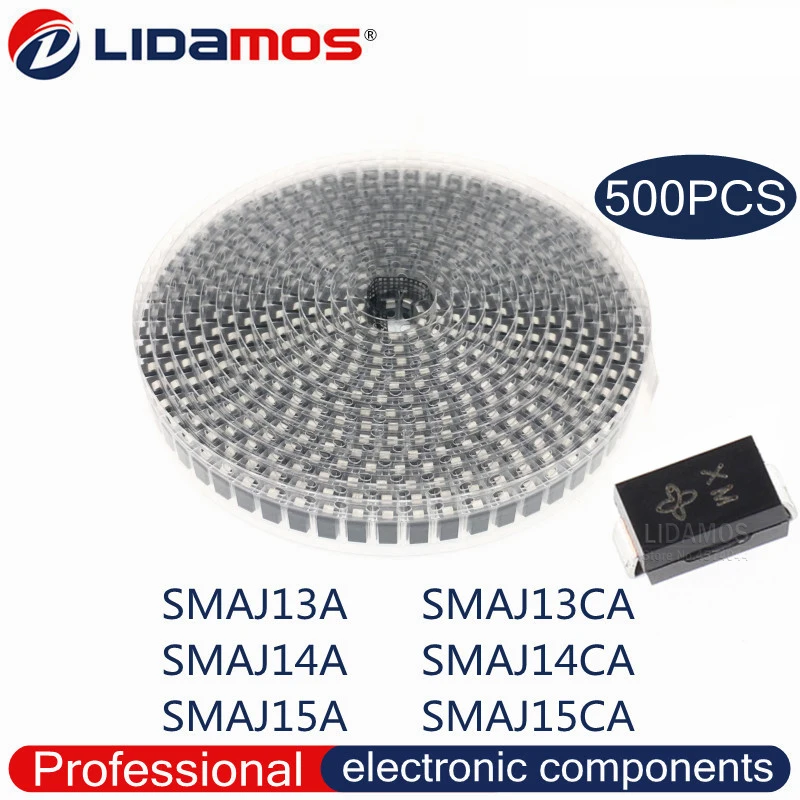 500 Uds supresor SMAJ13A BG SMAJ14A BK SMAJ15A BM SMAJ13CA XG SMAJ14CA ...