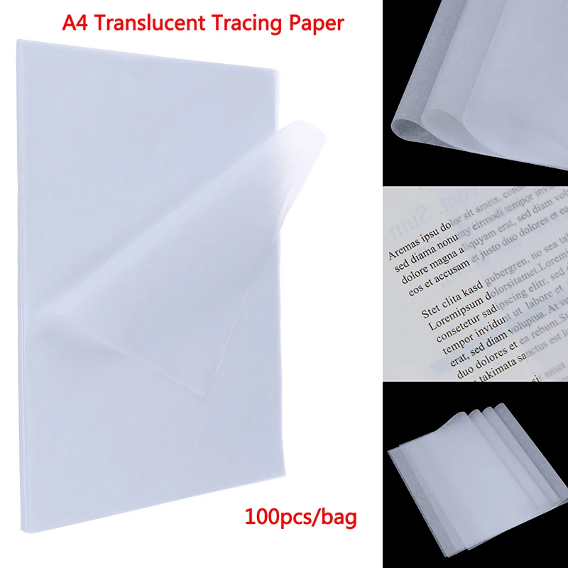 100 PCS A4 Translucent Tracing Wrapping Tissue Paper For Tracing ...