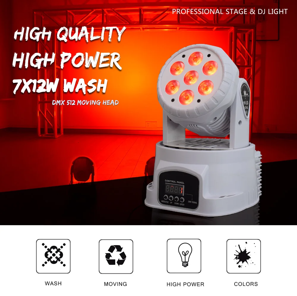 White Led Mini Wash 7X12W Moving Head Light Disco Party Light Led Wash ...