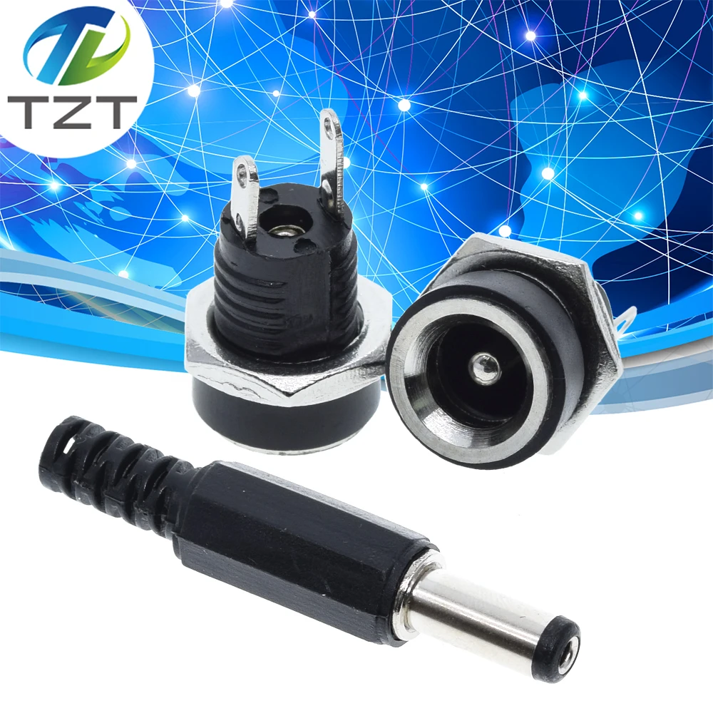 10PCS-5Pair-DC-Power-Connector-pin-2-1x5-5mm-Female-Plug-Jack-Male-Plug ...