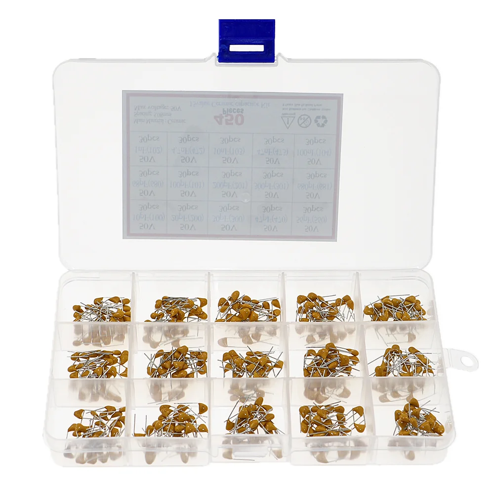 450pcs 15 Values Monolithic Capacitor Set 50v Multi-layer Assortment ...