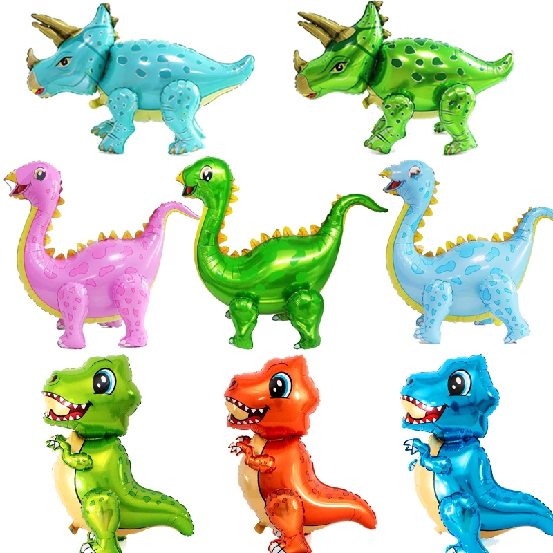 Large 4d Walking Dinosaur Foil Balloons Boy Animal Children Dinosaur Birthday Forest Party ...