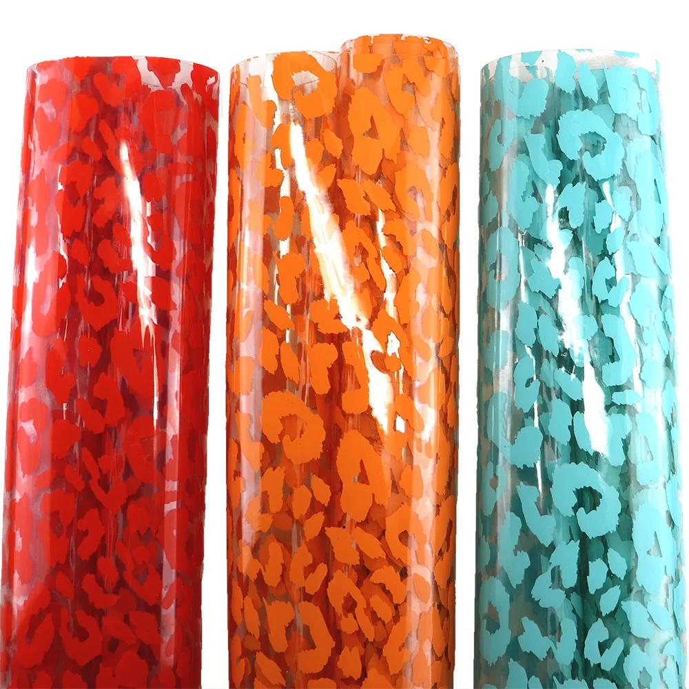 30x120cm Transparent Pvc With Leopard Tiger Clear Pvc Vinyl Fabric For ...