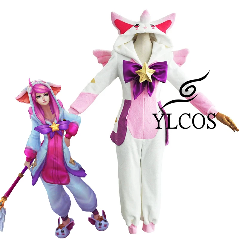 Juego-LOL-pijama-Guardian-Lux-disfraz-de-Cosplay-peluca-roja-corta ...
