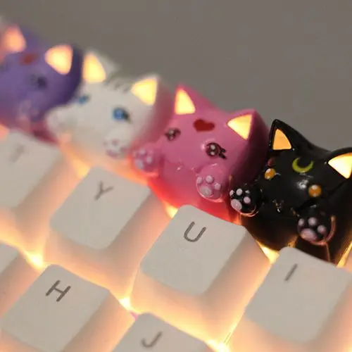 Cute Cats Keycaps Cat Resin Artisan Keycap Handmade OEM Keycaps For ...