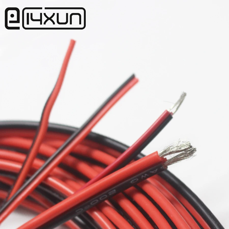 1meter Red + Black Silicone Cable 24AWG 22AWG 20AWG 18AWG 16AWG ...