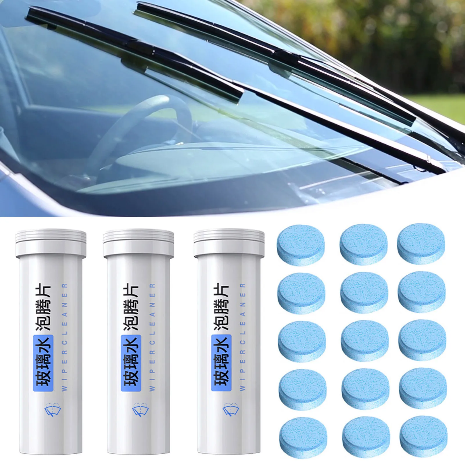 Car Solid Cleaner Effervescent Tablets Spray Car Window Windshield ...
