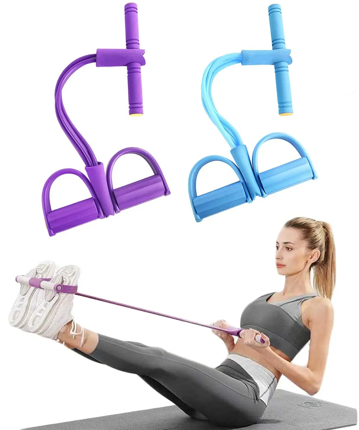 Yoga Resistance Bands Elastic Pull Ropes Exerciser Tension Rope 4 Tube ...