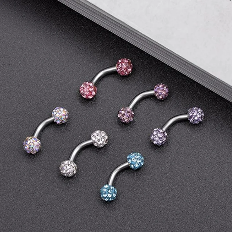 Lot De Piercings De Sourcils En Cristal En Acier Chirurgical 16g ...