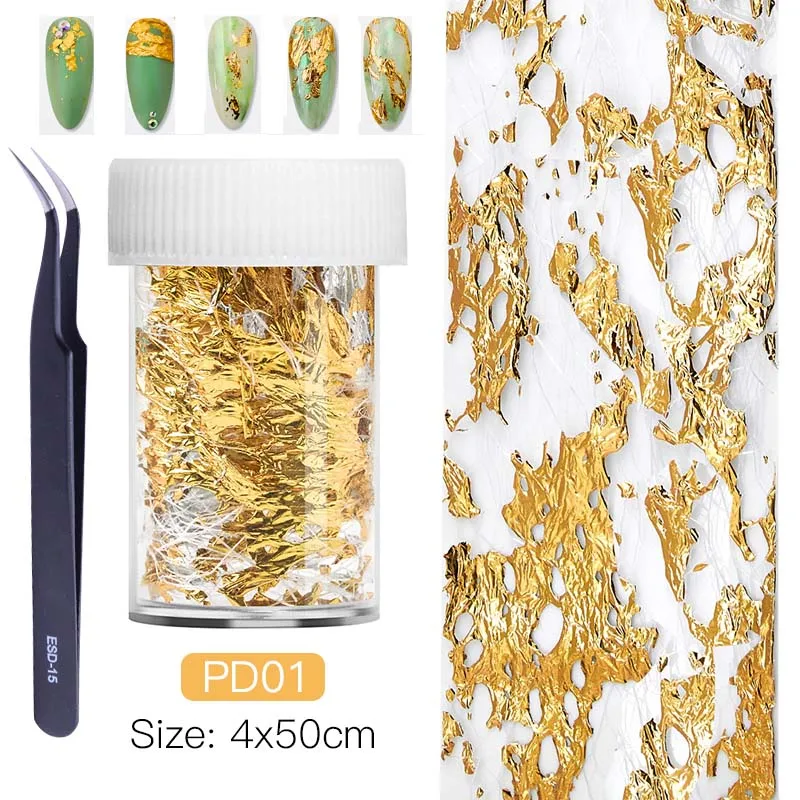 1-Roll-3D-Mesh-Sticker-Set-4-50cm-Gold-Silver-Aluminum-Foil-Nail-Art ...
