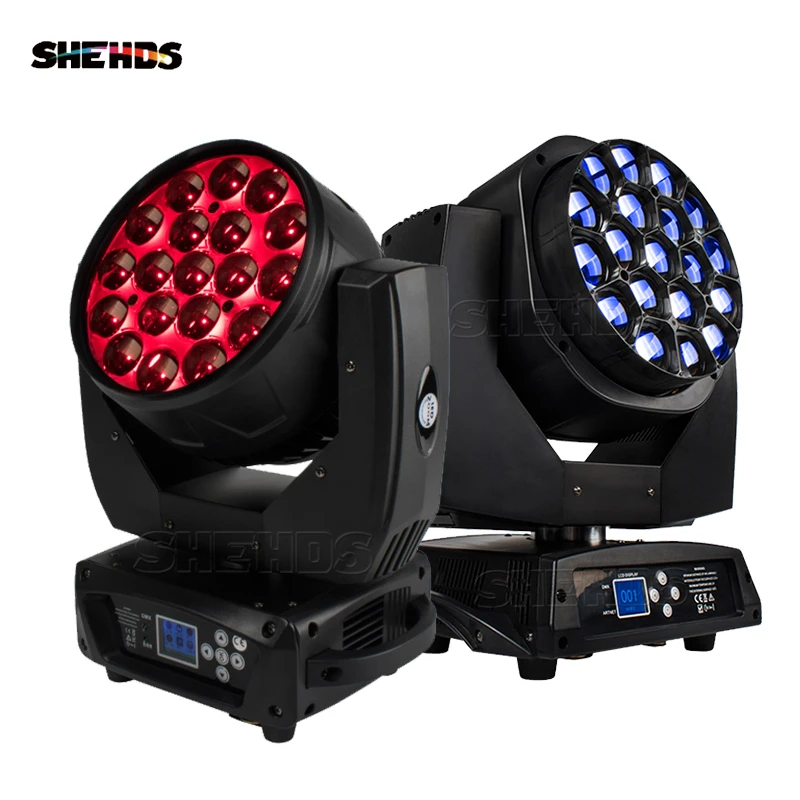 2pc19x15W Wash Big Bees Eyes RGBW LED Zoom Beam Moving Head Light for ...