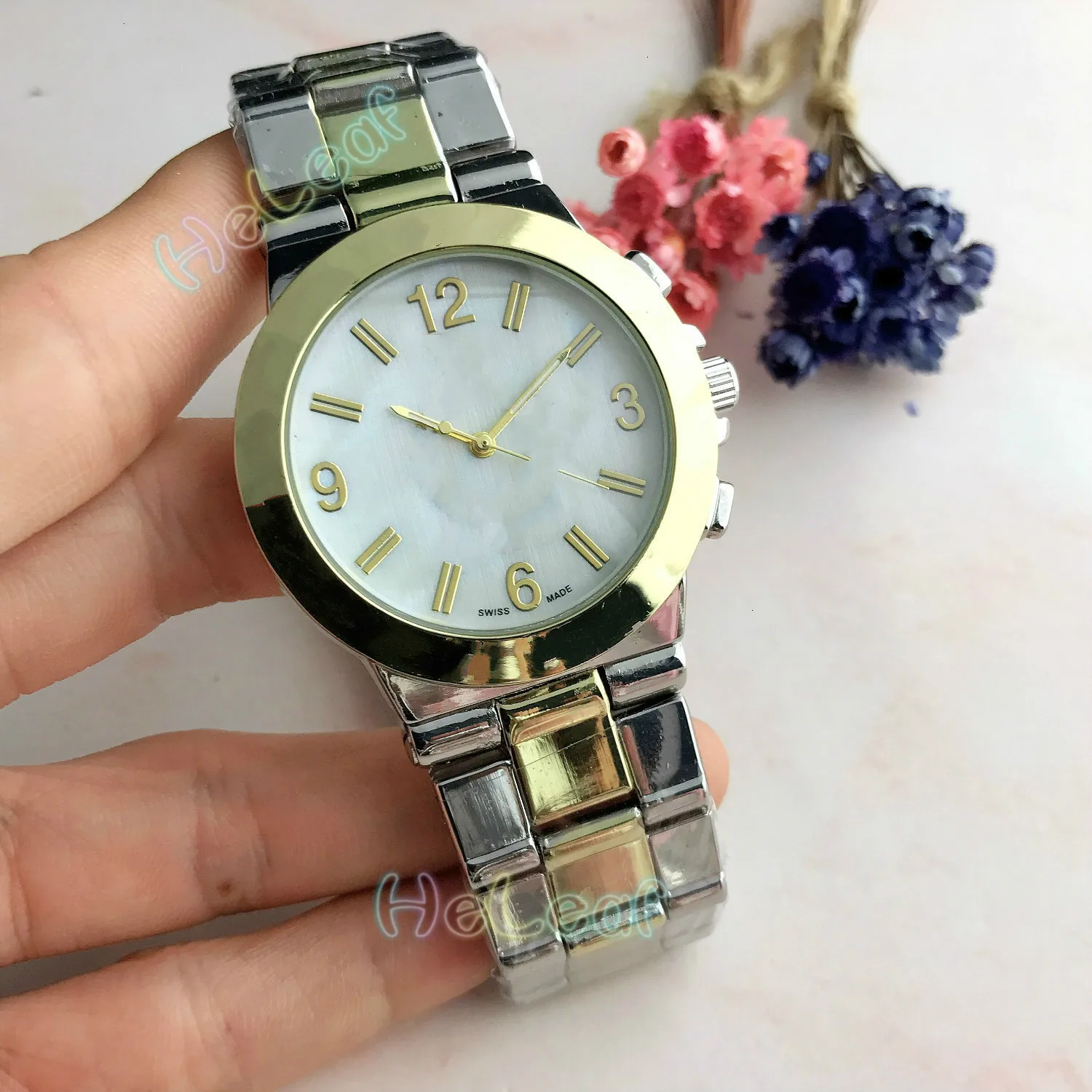 Luxury Fashion Women Watches Silver Gold Round Strip diamond Stainless ...