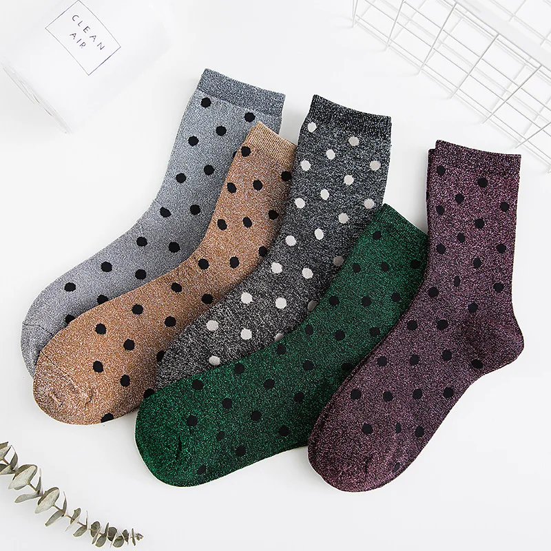 Glitter Socks Women Fashion Harajuku Female Shiny Dot Top Quality ...