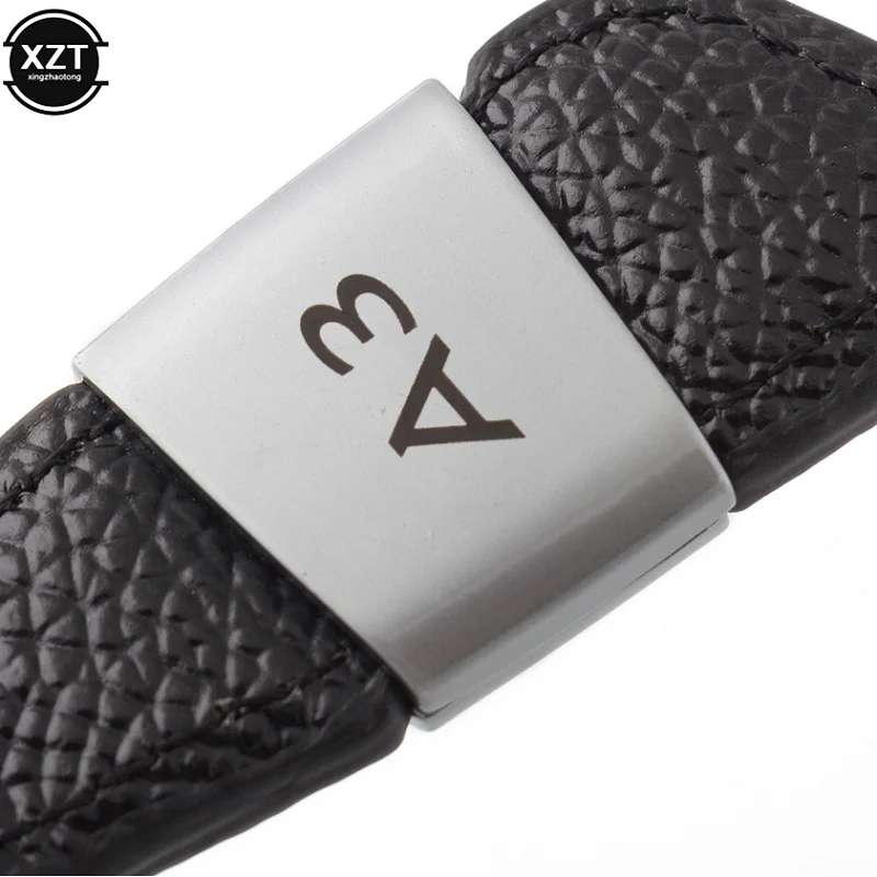 Metal Leather Car Emblem Keychain Auto Key Rings For Audi A6 C5 C6 C7 ...