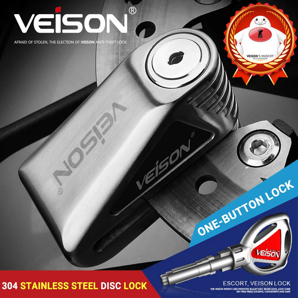 VEISON Motorcycle Lock Theft Pretection Brake Moto Stainless Steel ...