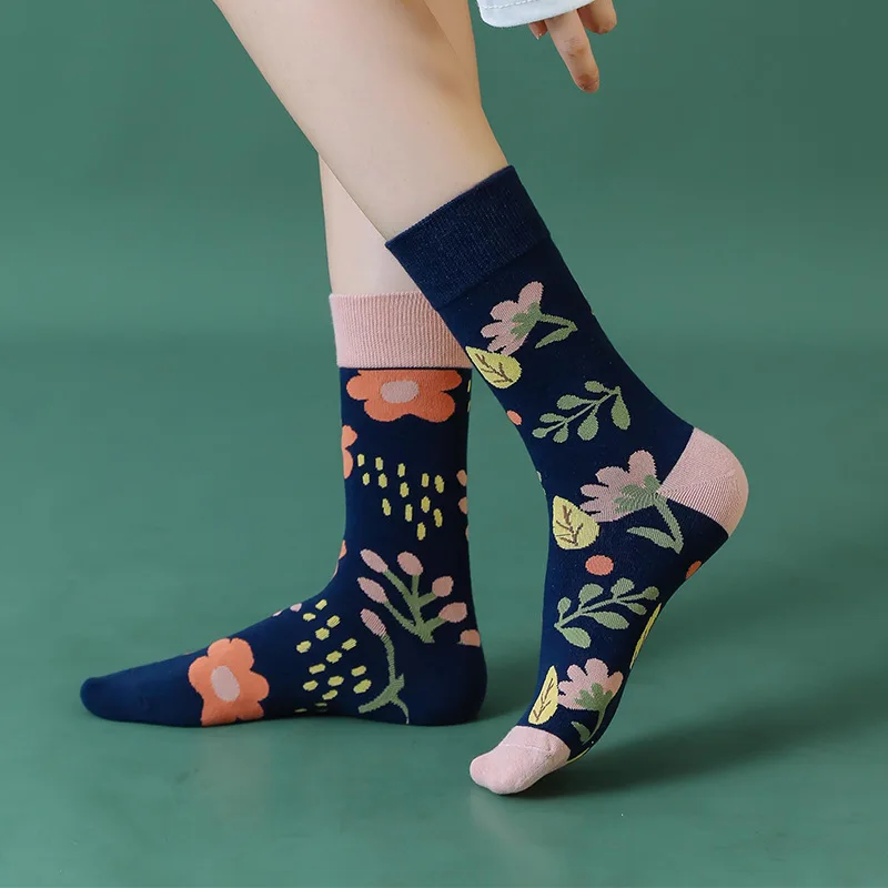 Funny Women Sock AB Asymmetry Combed Cotton Happy Crew Socks Streetwear ...