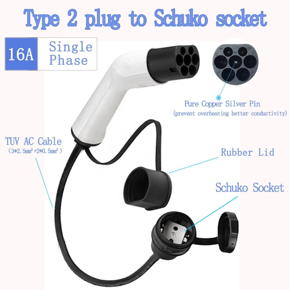 16A-Type-2-Male-Plug-to-Schuko-Socket-EV-Charging-Adapter-For-Portable ...