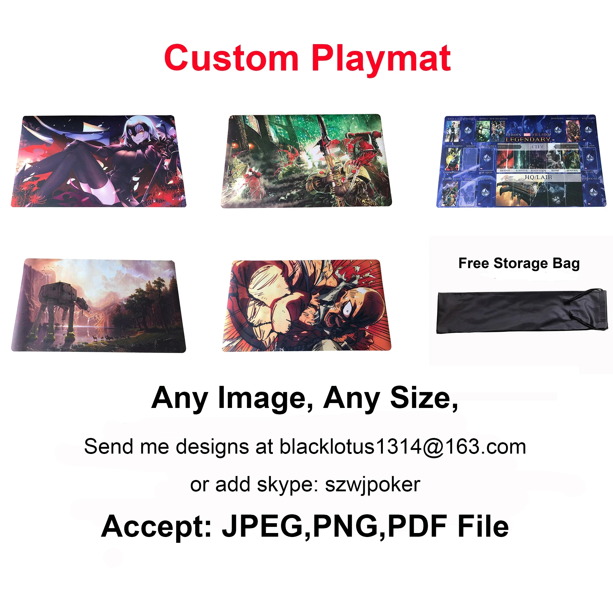 CUSTOM Playmat Any Image Size For TCG Card Games Board Games MGT/PKM ...