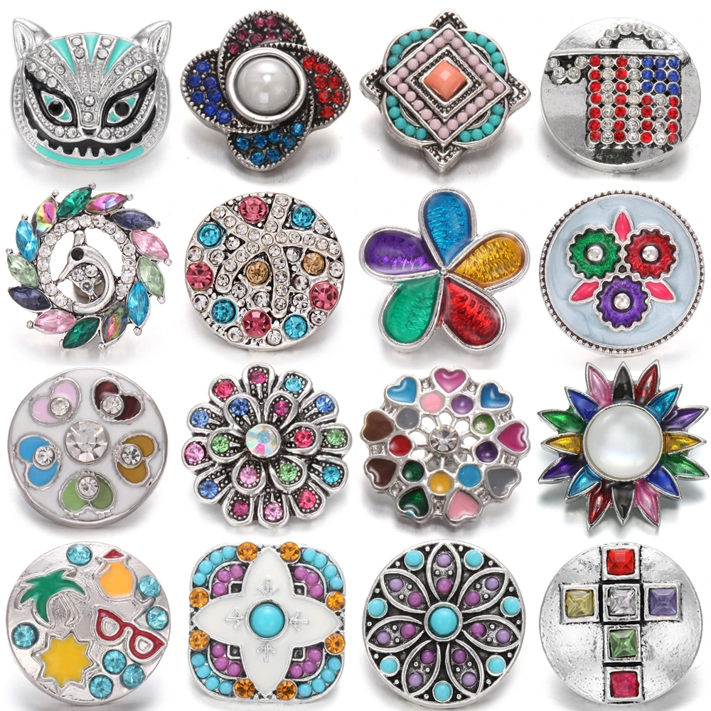 5pcs-lot-Snaps-Jewelry-Colorful-Crystal-Rhinestone-Flower-Love-20mm ...