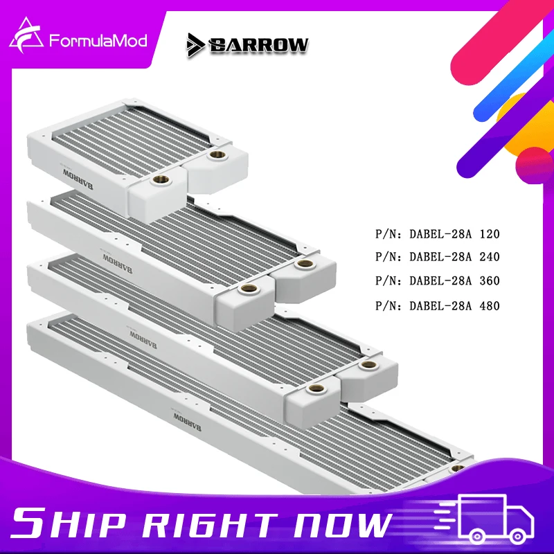 Barrow Radiator Dabel 28a 240 360 28mm Thick Copper G1/4" Thread White ...