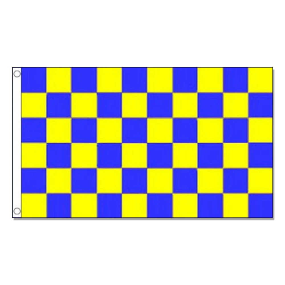 Yellow Blue Checkered Flag | Yellow Blue Flag Banner | Polyester ...