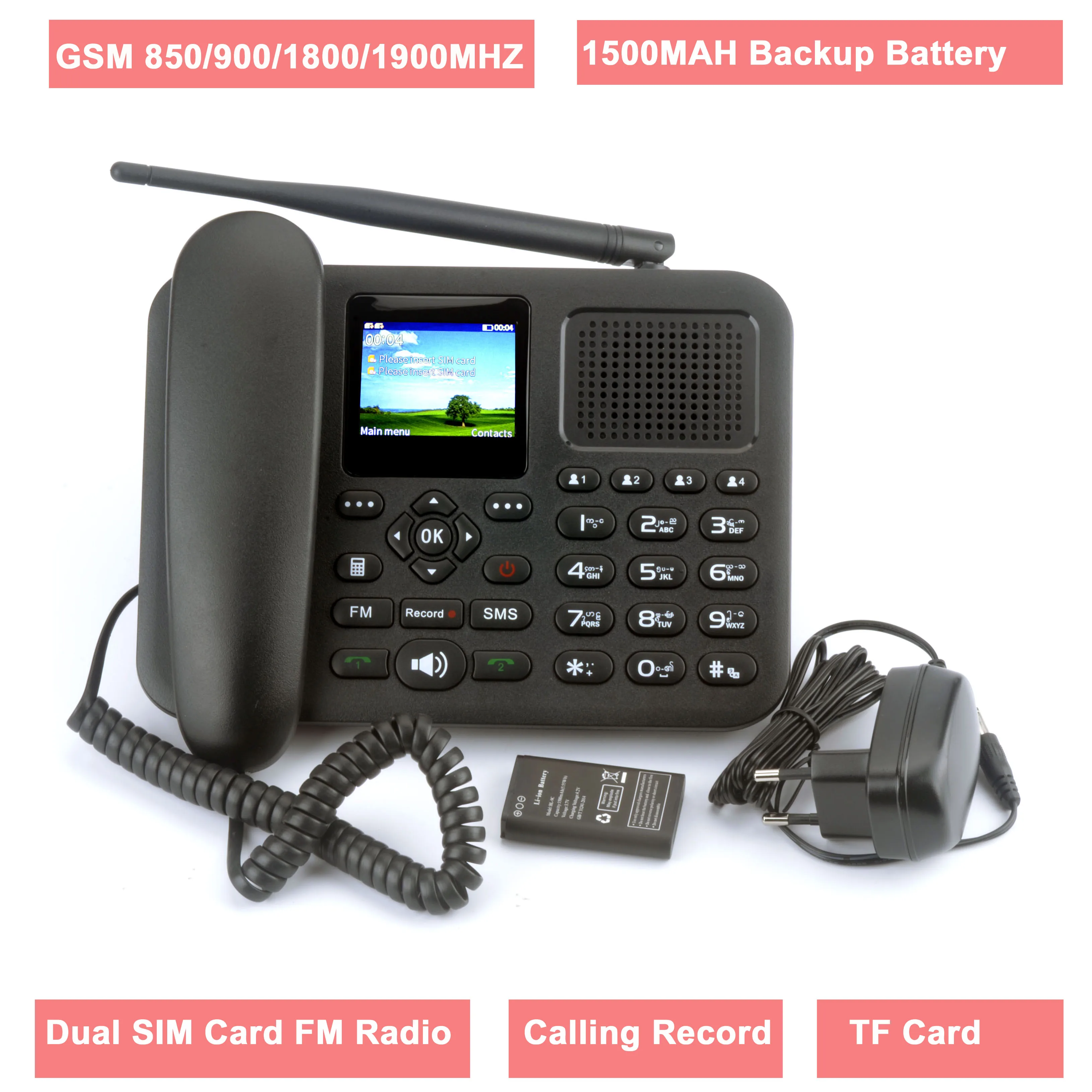 Fixo-Telefone-Sem-Fio-Telefone-com-LCD-colorido-Multi-Idioma-GSM ...