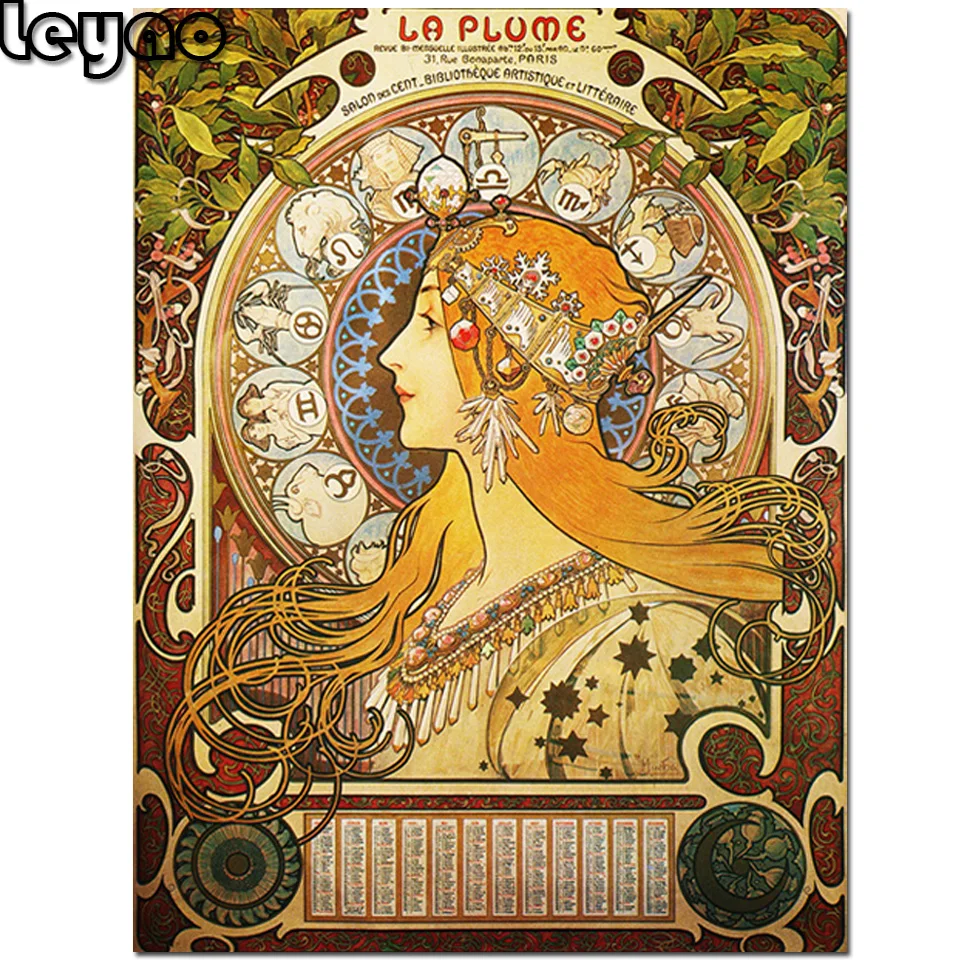 Embroidery Kits & How To Alphonse Mucha embroidery patterns Cross ...