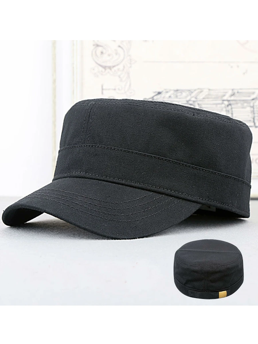 Back Full Closed Army Flat Caps Men and Women Cotton Military Hat Big ...